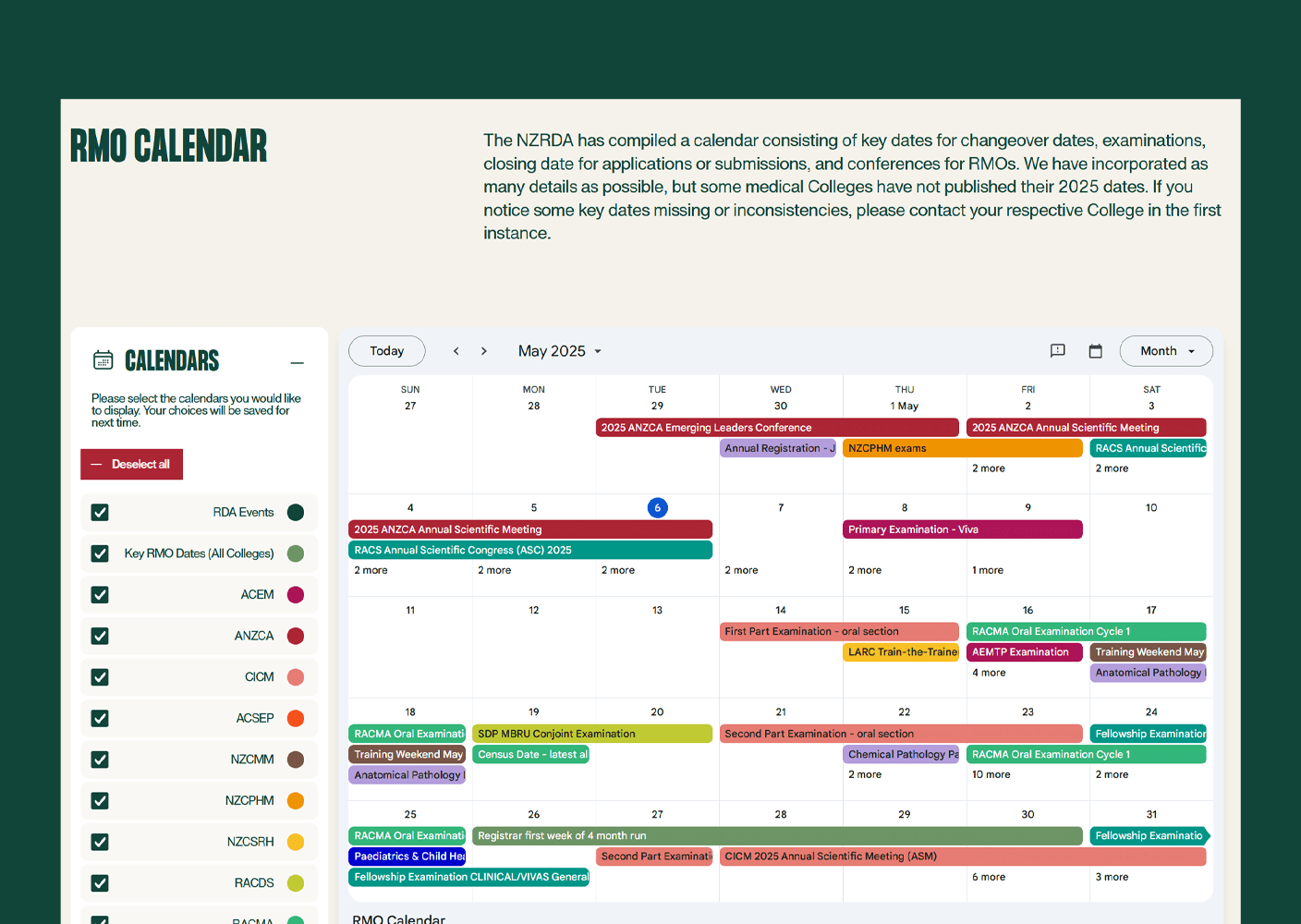 RMO Calendar - New Zealand Resident Doctors' Association